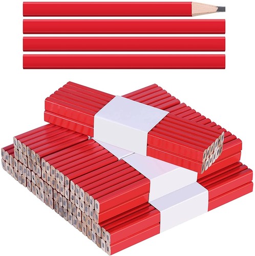 100 Pcs Carpenter Pencils Bulk, Flat Black Lead Octagonal Construction ...