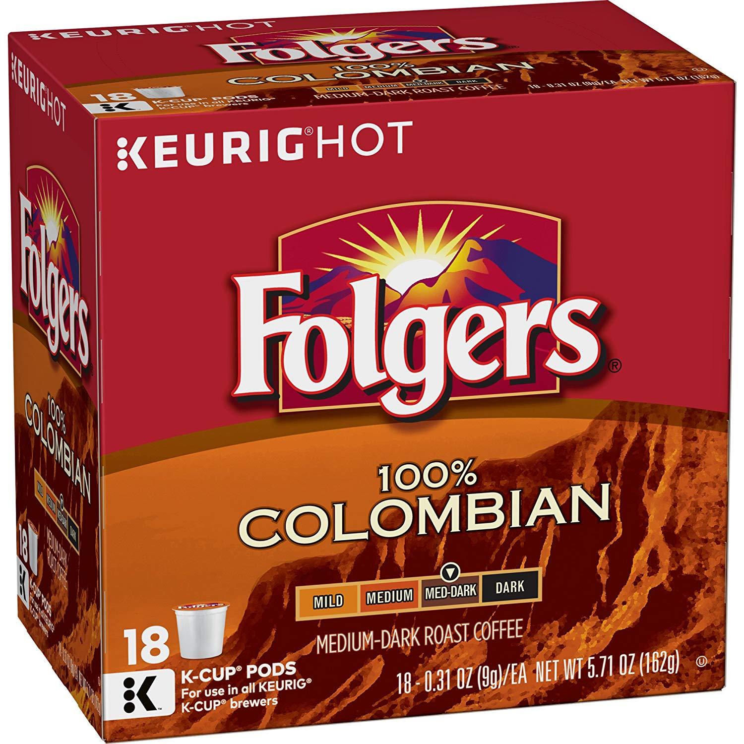 Folgers 100% Colombian Coffee 18 to 144 Keurig K cups Pick Any Quantity ...