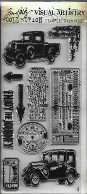 TIM HOLTZ clear stamp set THE JOURNEY Vintage Cars, Clock, Sentiments ...
