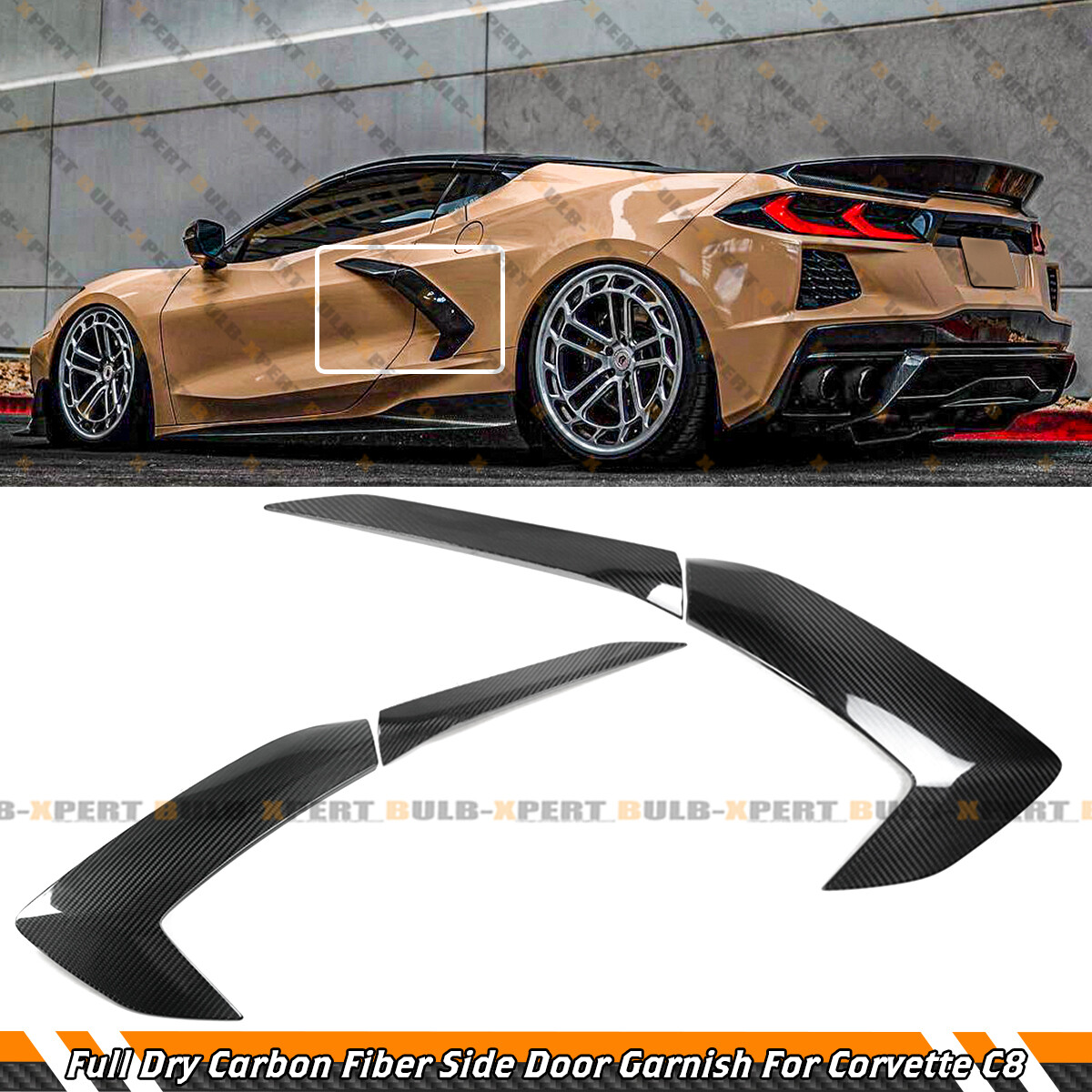 REAL CARBON FIBER BODY SIDE VENT DOOR GARNISH TRIM KIT FOR 20-24 ...