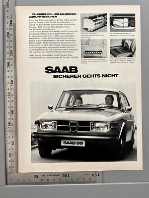 Saab 99 Oldtimer Sicherheit Original Vintage Werbung 1973 Reklame ...