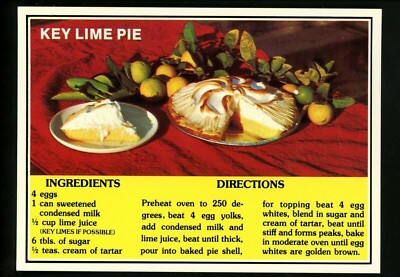 Recipe postcard US Key Lime Pie Florida FL | eBay