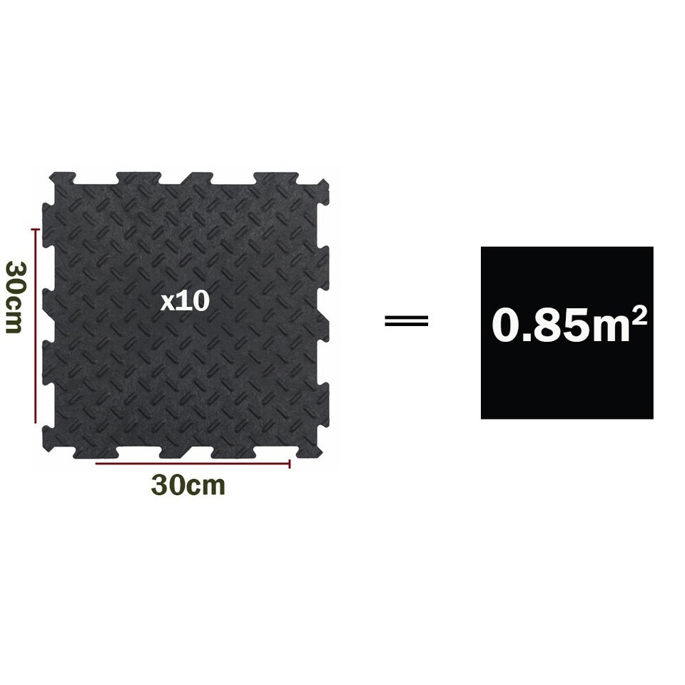 10x Interlocking Alpha Tiles Recycled Rubber Van Garage Shed Utility ...