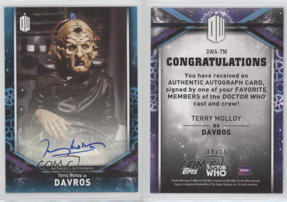 2018 Doctor Who Signature Series Aqua 14/25 Terry Molloy as Davros Auto ...