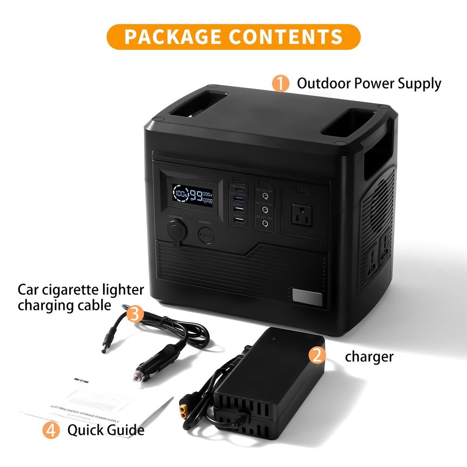 Portable Power Station 1000Wh Solar Generator -110V AC Camping Home ...