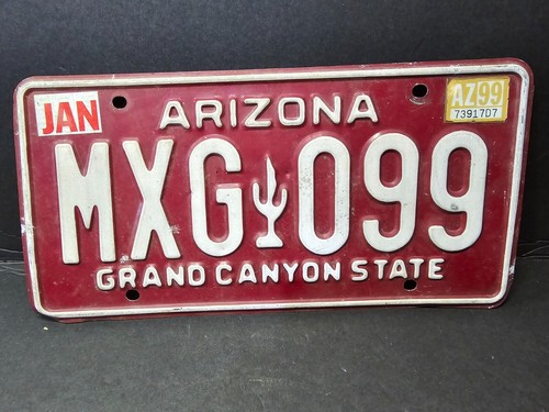 Vintage Arizona License Plate Red Grand Canyon State MXG099 Cactus ...