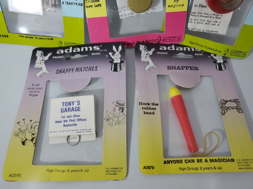 LOT OF 5 ADAMS’ Vintage Magic Classic Tricks Pranks 90'S NEW OLD STOCK ...