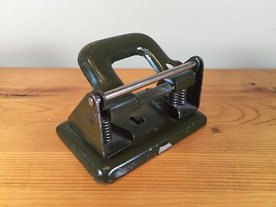 Vintage 2 Hole Paper Punch Adjustable Green Made in England 78 | eBay