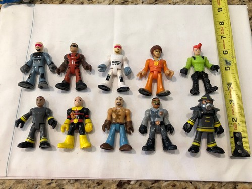 Nice Lot of 10 Imaginext Action Figures w/ Fireman Police Disco Guy ...