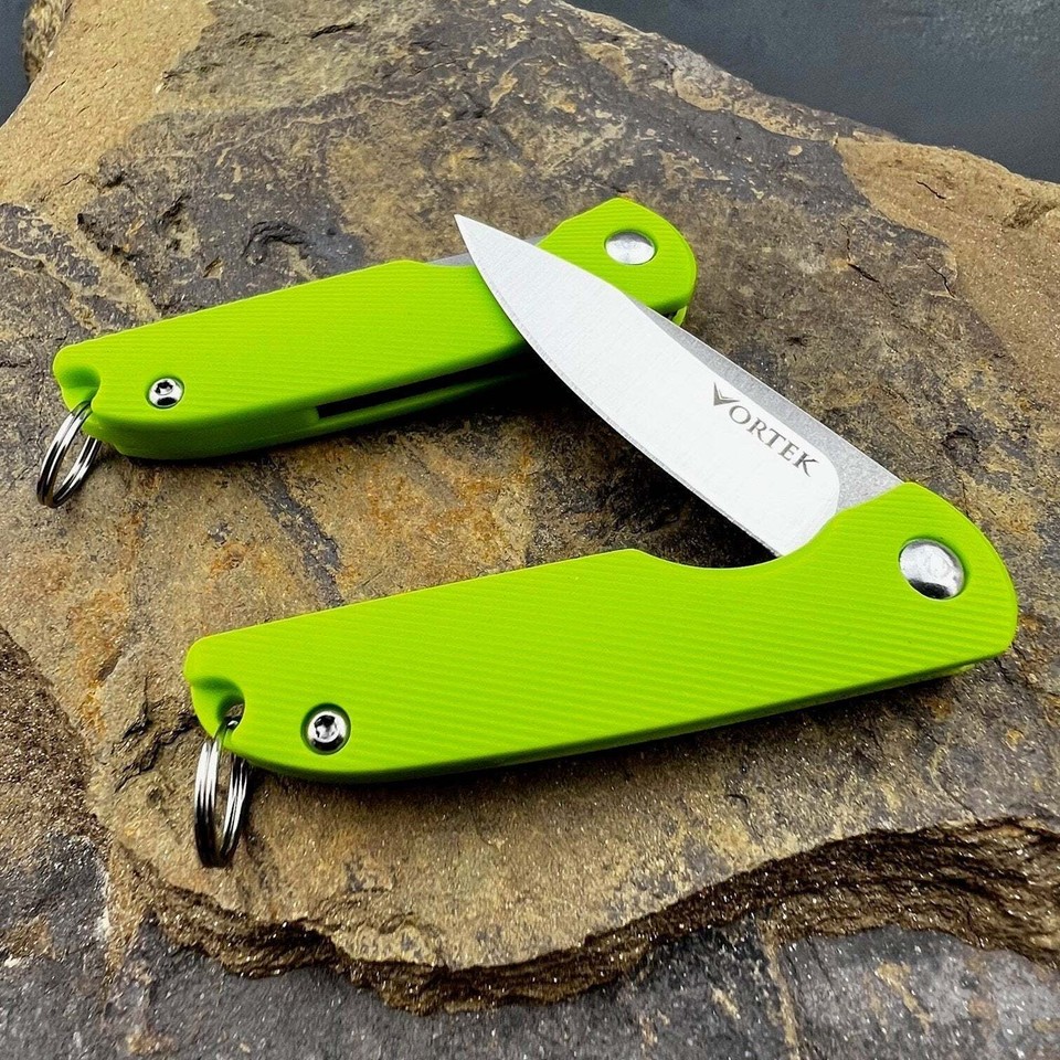 VORTEK PIKA Lime Green D2 Ball Bearing Flipper Blade EDC Keychain ...