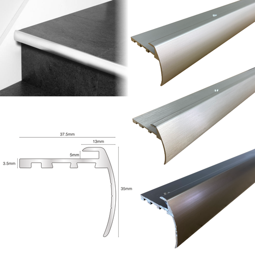 2.7m ALUMINIUM BULL NOSE STAIR NOSING STAIR EDGE PROFILE EDGING TRIM ...