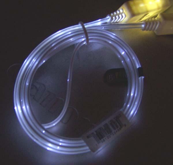 WHITE LED LIGHT UP CELL PHONE ANDROID CABLE CHARGER CORD usb plug ...