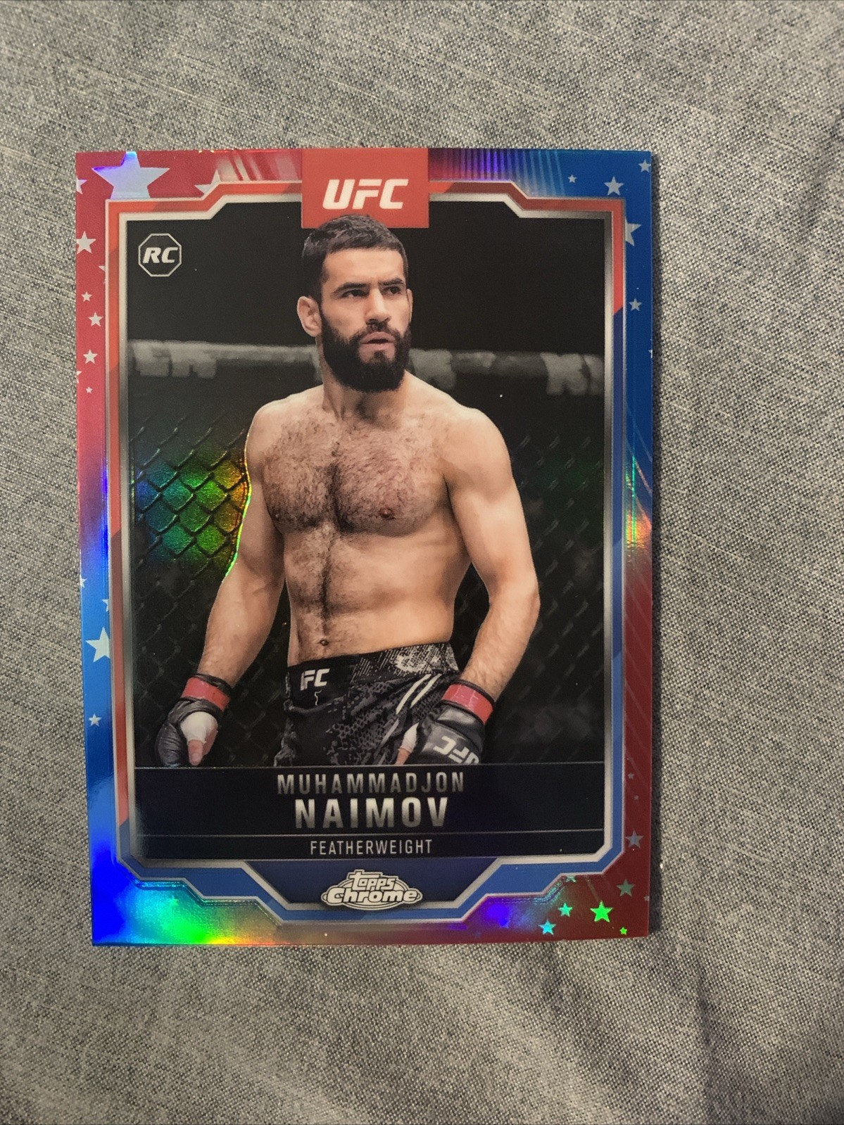 Muhammadjon Naimov 2025 Topps Chrome UFC #45 Red & Blue Refractor Price ...