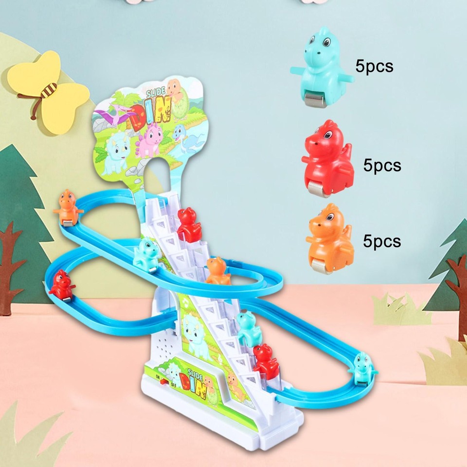 Electric Dinosaur Climbing Stairs Toy Dinosaur Electric Race Track Set ...