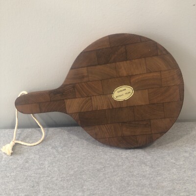 Genuine Mosaic Teak Wood Cutting Board Paddle 11.5x7.5” Hanging ...
