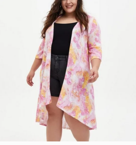 NEW Torrid Womens Size 3 Floral Duster Cardigan Sweater Open Knit ...