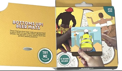 Bottoms Up 10 Funny Beer Mats Beer Coaster Drink Mat Women Party Gag ...