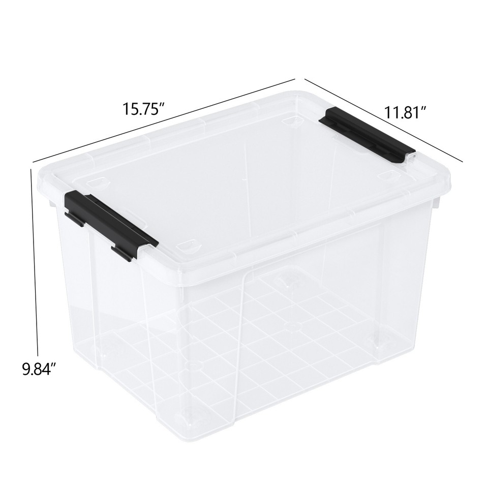 Cand 22 Quart Plastic Latching Clear Storage Bin with Lids, 4-Pack | eBay
