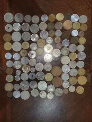 100 foreign International coins silver lot money copper world currency ...