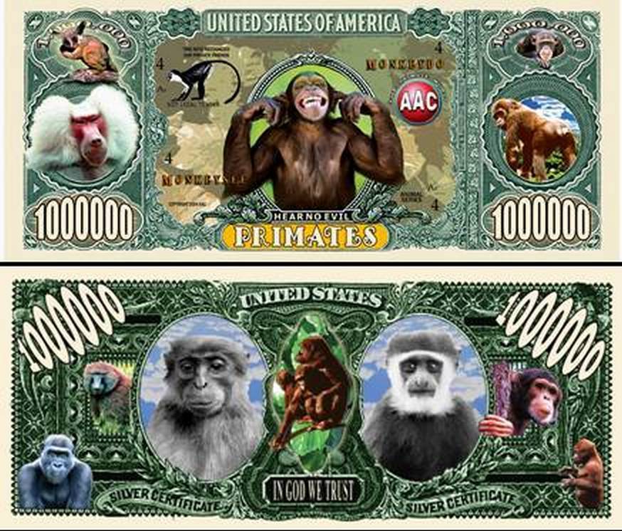 Monkey Business Primates Million Dollar Funny Money Novelty Note + FREE ...