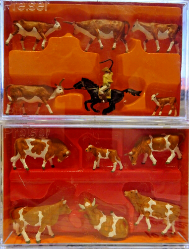 Preiser models Germany HO scale 1/87 Cows & cowboy 12 pcs MIB oop | eBay