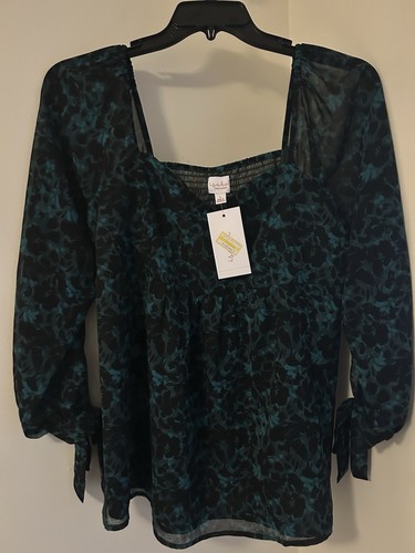 New Isabel Maternity Women's Floral Black & Green V-Neck Square-Back ...