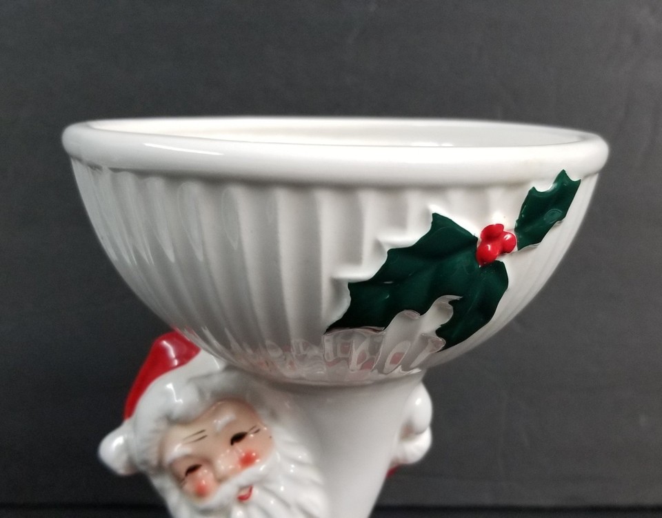Vintage Relpo Santa Ceramic Christmas Planter / Candy Dish Bowl # 6369 ...