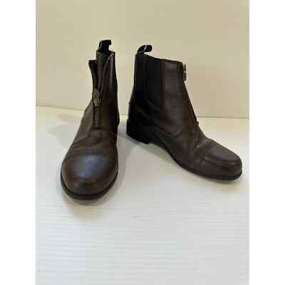 Ariat 4LR Black Leather Front Zip Cap Toe Ankle Boots men’s 5 women’s 7 ...