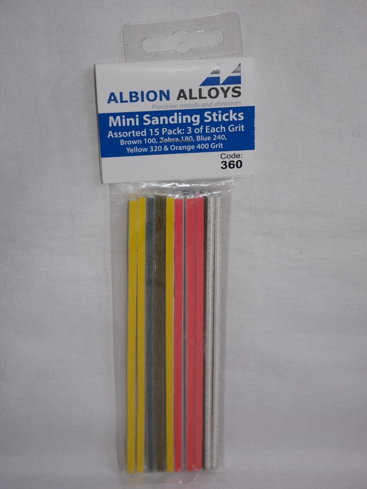 Albion Alloys Precision Abrasives 15 Mini Assorted Sanding Sticks 100/ ...