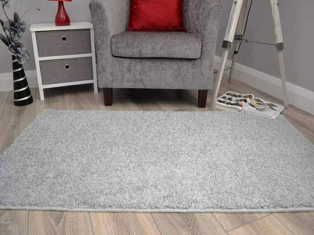 Thick Chunky Plain Washable Shaggy Hearth Rugs Non Slip Dark Light ...