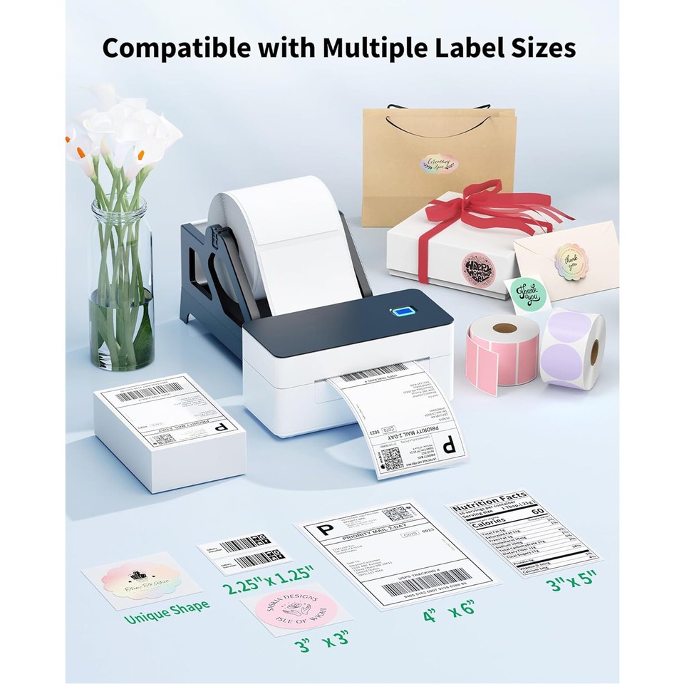 Bluetooth Shipping Label Printer 4x6 Thermal Label Printer for USPS ...