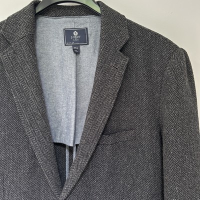 J Crew Mens Y2K Unstructured Herringbone Tweed Blazer Sport Jacket Size ...