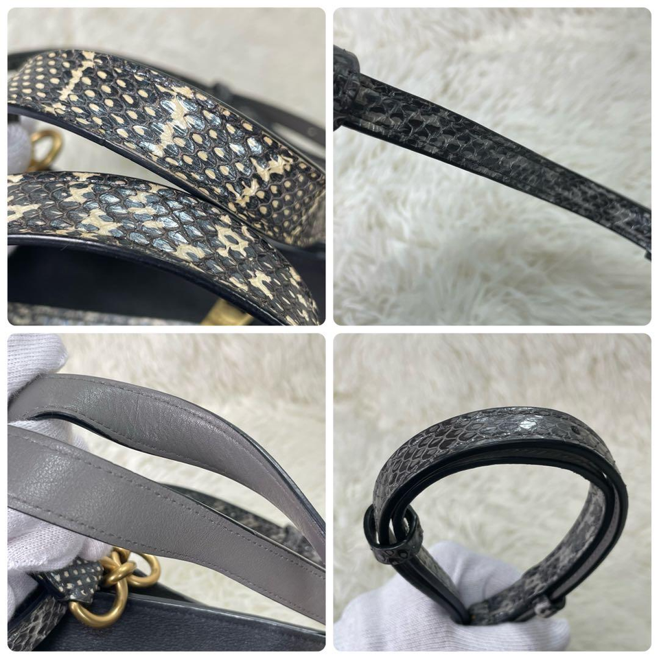 COACH Dreamer 36 Python Leather 2Way Handbag Shoulder Bag Gray Black with Charm | eBay