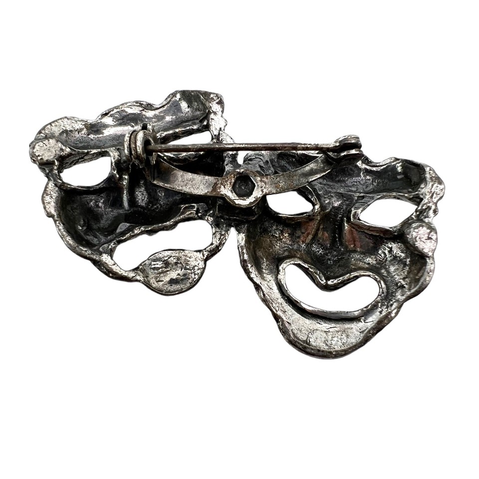 Vtg Silver Tone Intricate Comedy Tragedy Theater Masks Brooch | eBay