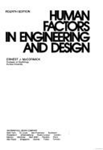 Human Factors in Engineering and Design Hardcover E. J. McCormick ...