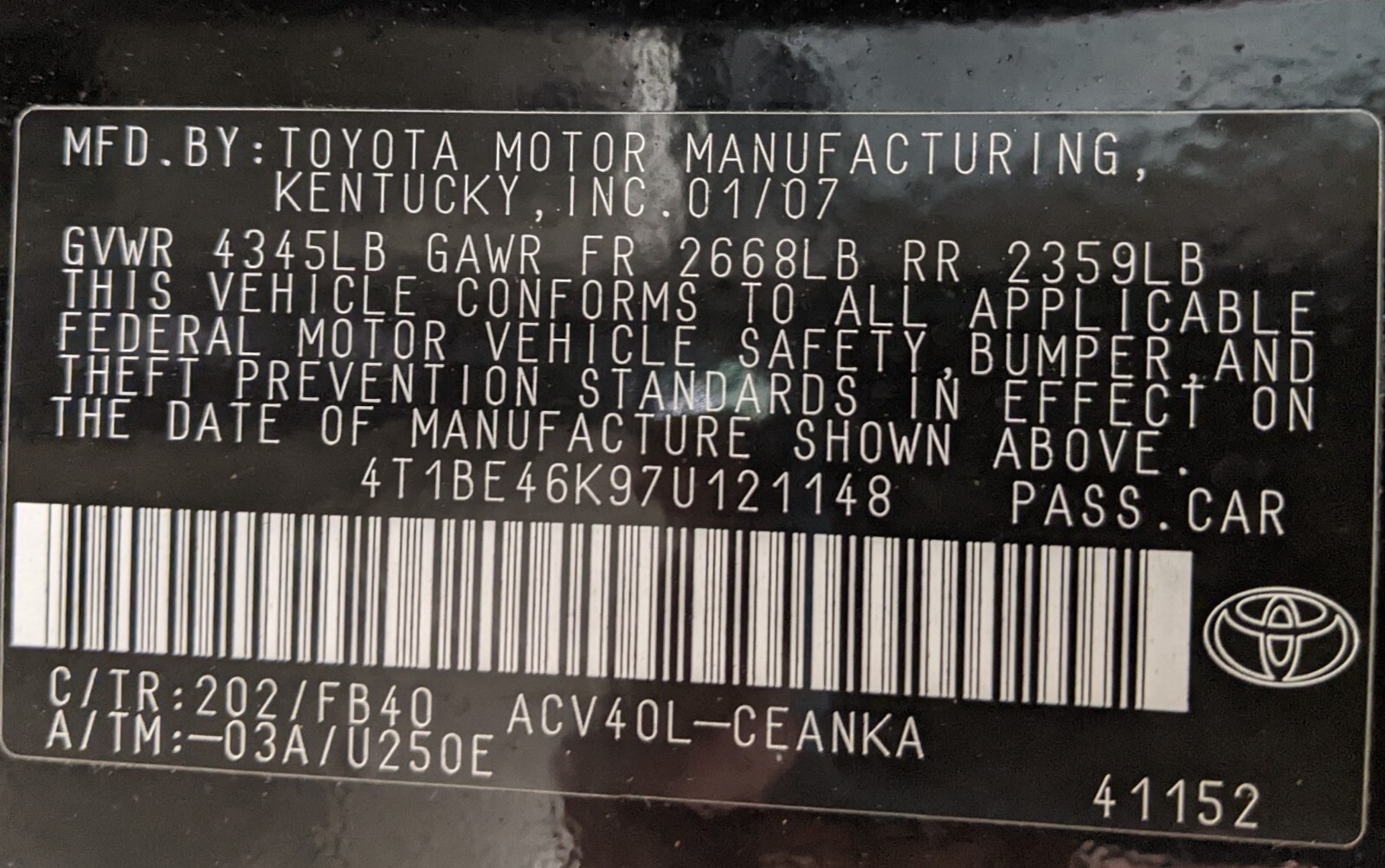 TOYOTA CAMRY OEM LEFT LH HAND REAR BUMPER RETAINER CLIP SUPPORT 52158 ...