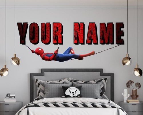 Spiderman Hanging Super Heroes Personalized Custom Name Wall Sticker ...