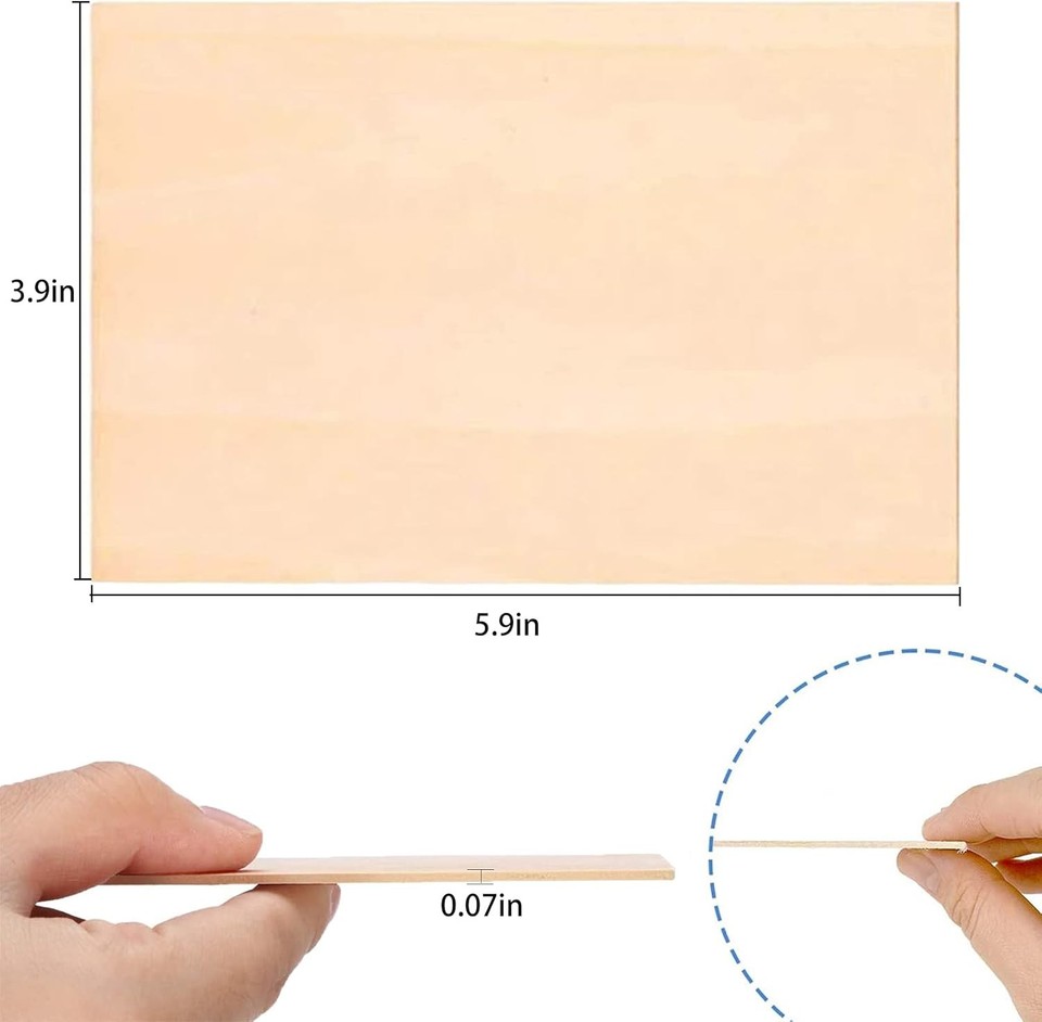 15 Pack Basswood Sheets, Unfinished Wood, Thin Plywood Rectangle 150* ...