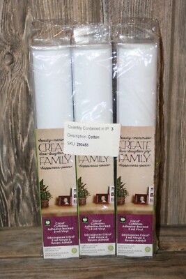 Lot of 3 NEW Cricut Cuttables Adhesive-Backed 3 mil Vinyl - Cotton (S ...