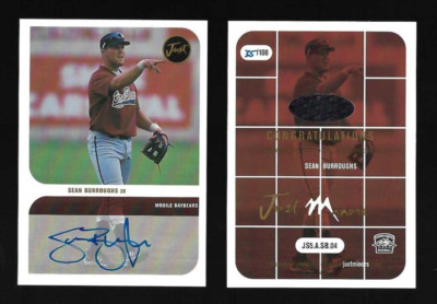 SEAN BURROUGHS Mobile BayBears 2000 Just Minors SB.04 AUTOGRAPH Card ...