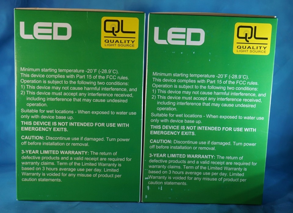NEW TWO QL 13W/100W Equiv LED Warm White Dimmable 25 Deg Narrow Flood ...