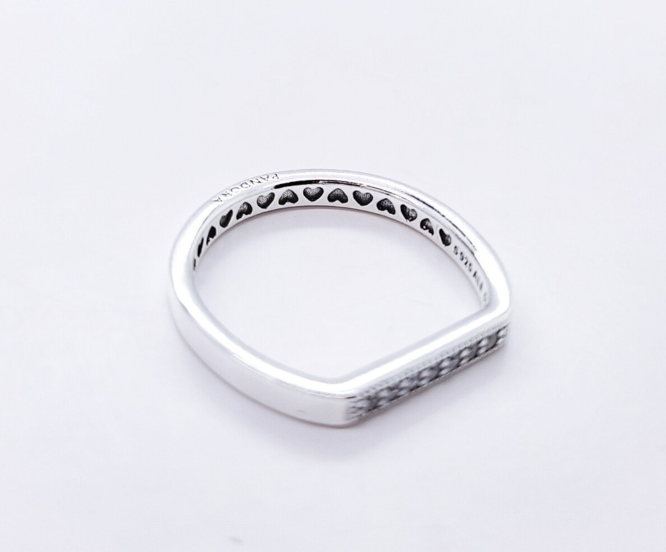 NEW Authentic PANDORA 925 Ale Sparkling Crystals Bar Stacking Ring ...
