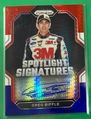 2023 PRIZM NASCAR RACING RED WHITE BLUE AUTOGRAPH GREG BIFFLE #21/35 # ...