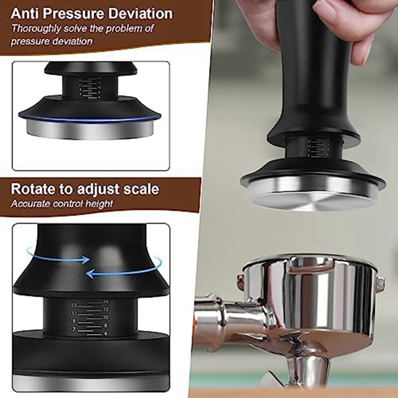 Espresso Tamper Coffee Tamp 53mm, Spring-Loaded Constant Pressure ...