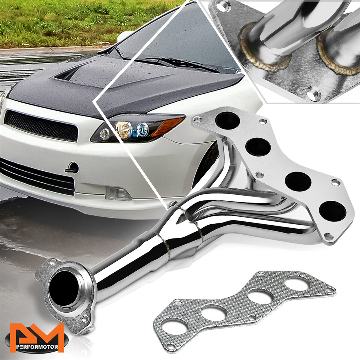 For 05-10 Scion tC 2.4 4CYL VVT-I 2AZ-FE Stainless Steel Exhaust Header ...