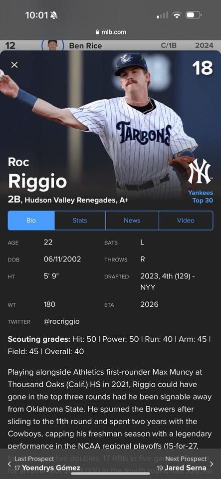 2023 1st Bowman Chrome Roc Riggio #BDC-30 Signed New York Yankees | eBay