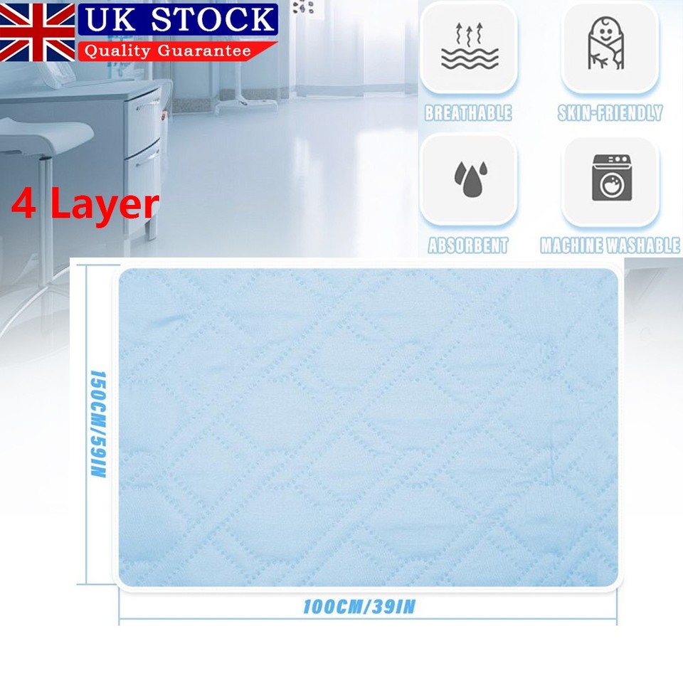 Absorbent Washable Incontinence Bed Sheet/Pad/Mattress Protection Blue ...