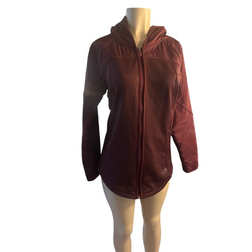 Women M TNF The North Face Maroon Zip Hooded Fleece Softshell Jacket ...