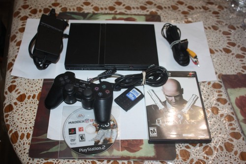Sony Playstation 2 PS2 Slim black SCPH-79001 Video Game System Bundle ...