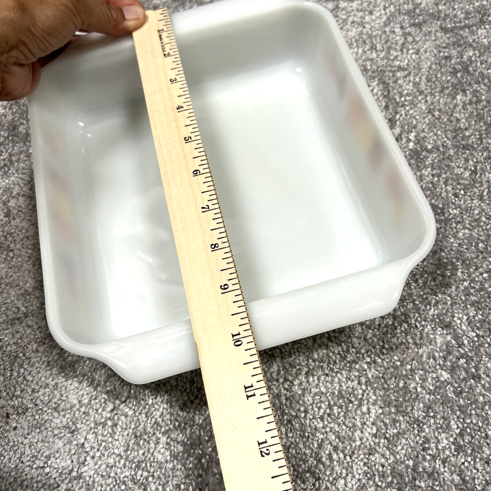 Vintage Baking Hildi Casserole Dish Fruits Rectangle 8.5x10" USA Milky ...